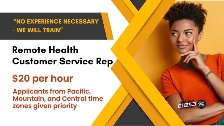 $20/Hr. - Remote Health Customer Service Representative